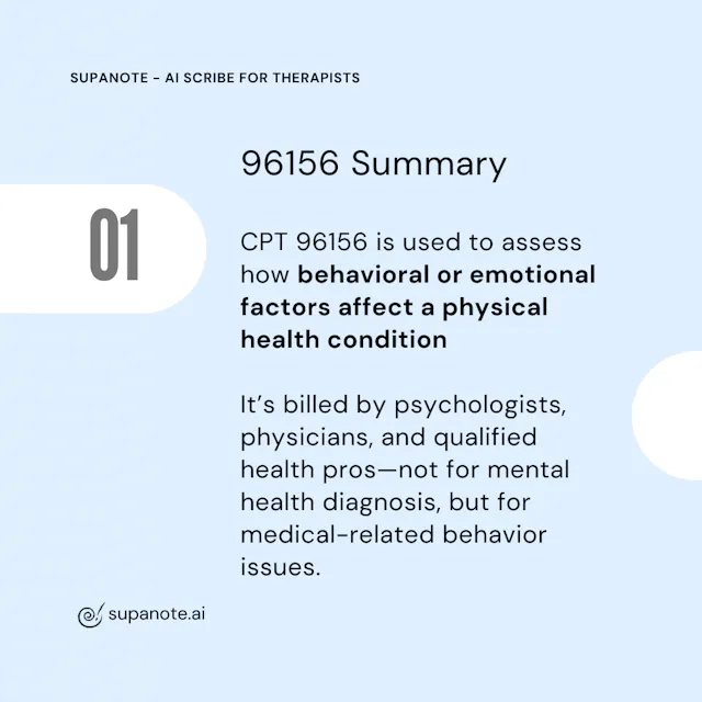 96156 CPT Code – Health Behavior Assessment