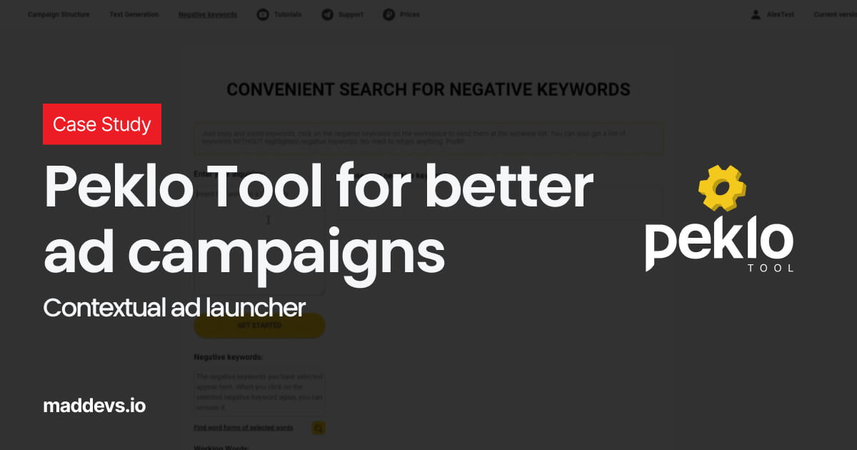 Mad Devs Case Study: Peklo Tool Keyword Grouping Software