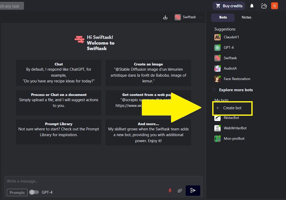 Créez votre bot personnalisé sur Swiftask facilement