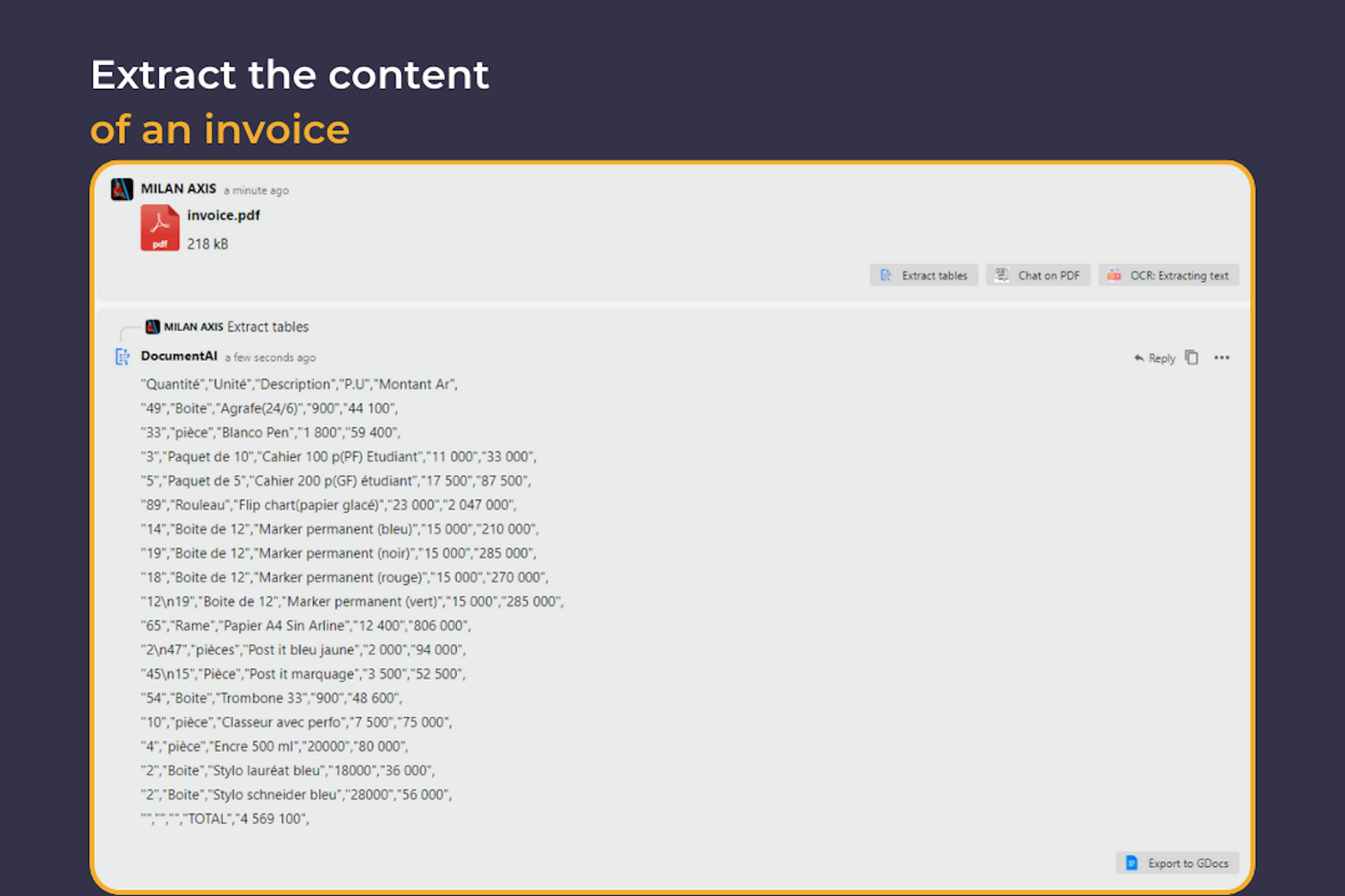 Extract all your tabular data with Document AI