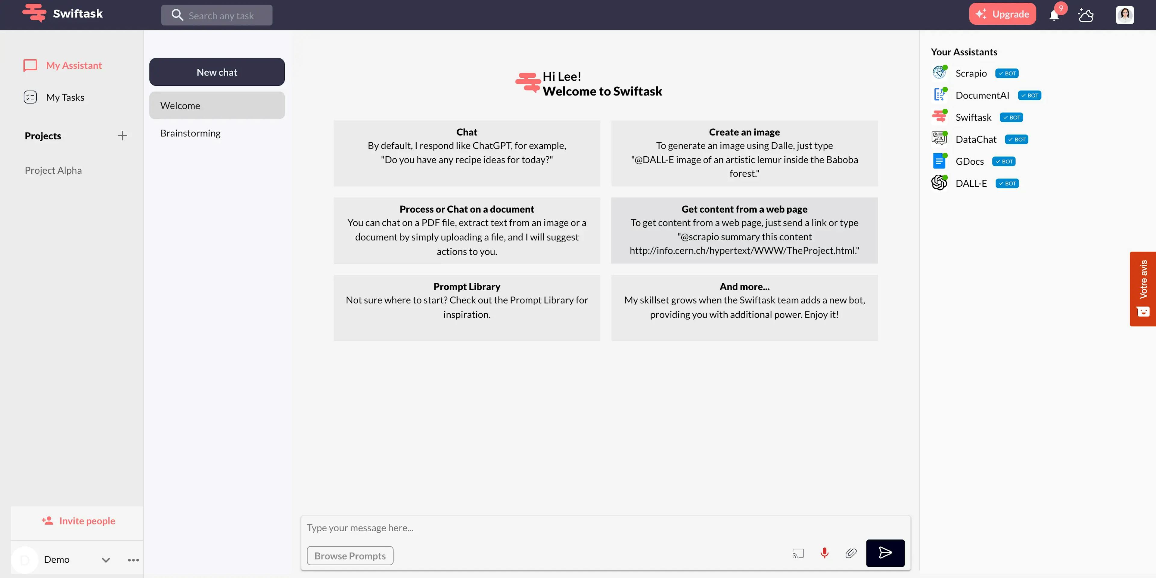 Swiftask | Multiple AI in a single chatOnDocument.