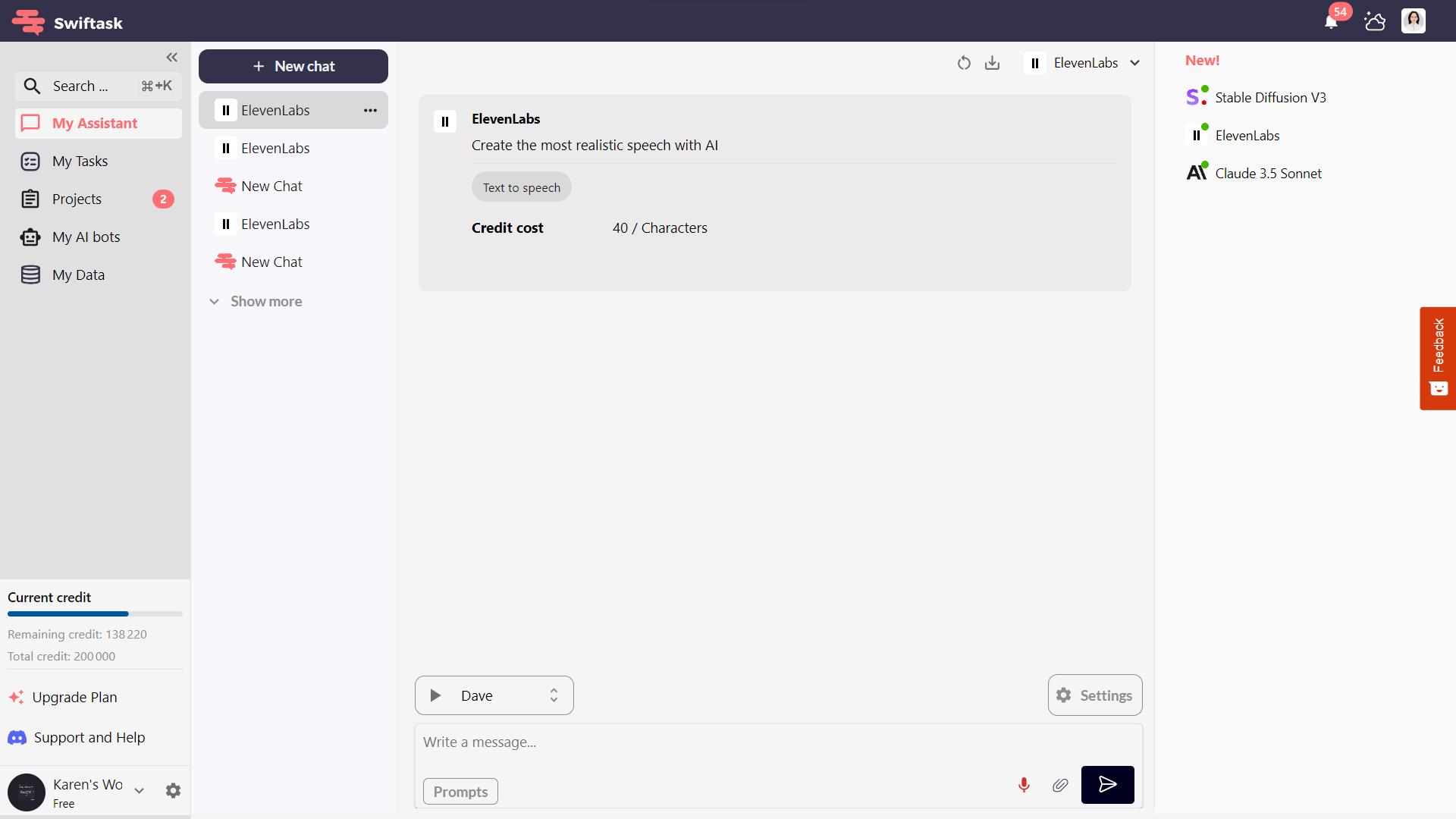 How to use ElevenLabs on Swiftask?