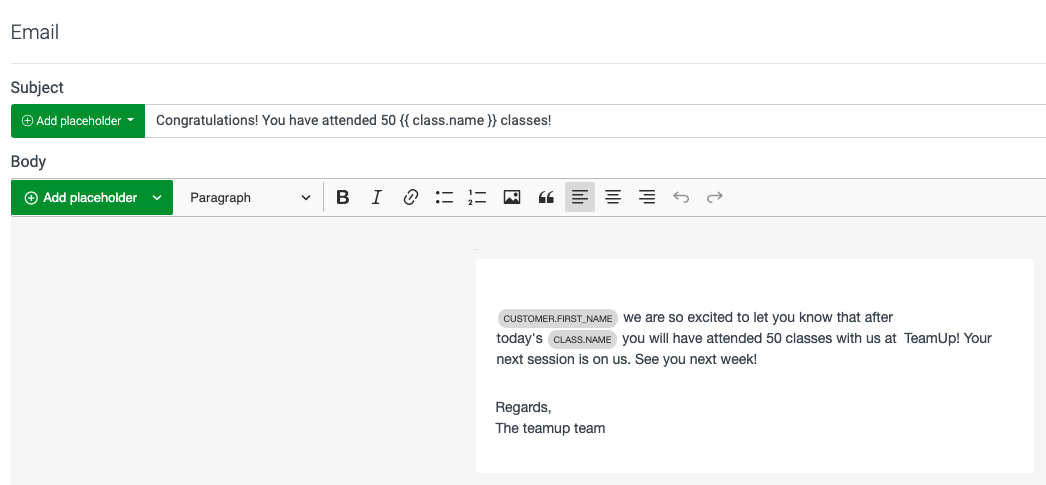 Milestone emails: recognise your customer's outstanding progress | TeamUp
