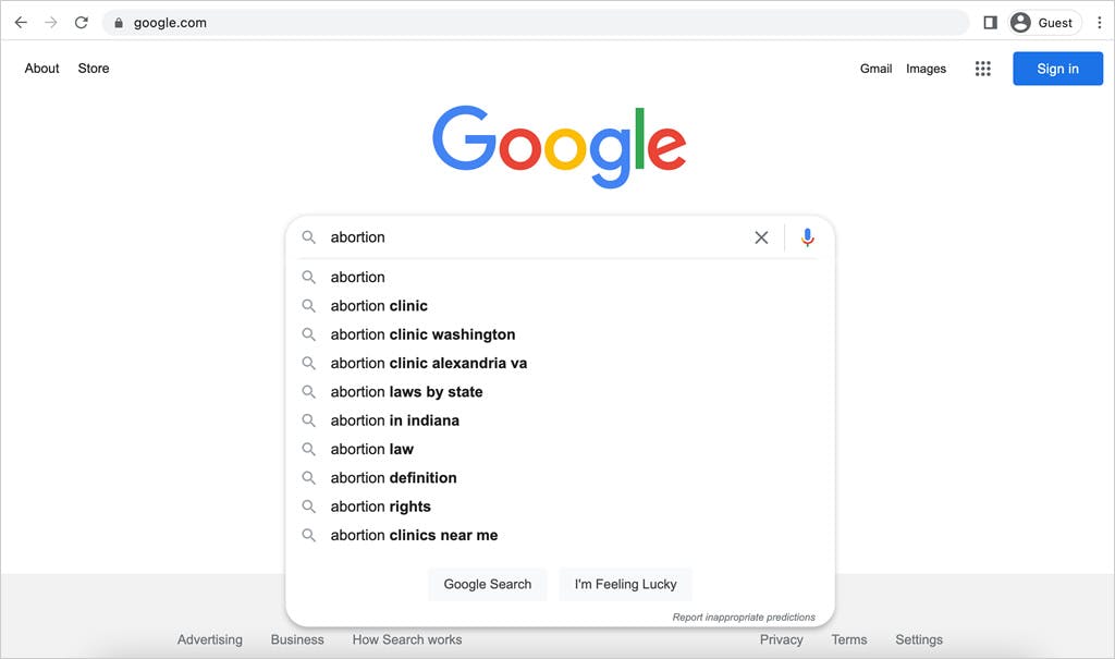 TTP - Google Serves Anti-Abortion Clinic Ads that Violate its Policies