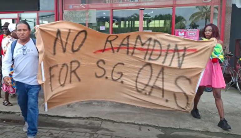 Protest tegen Ramdin als secretaris-generaal van de OAS