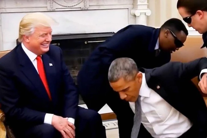 Trump deelt fake video waarin Obama gearresteerd wordt in Witte Huis
