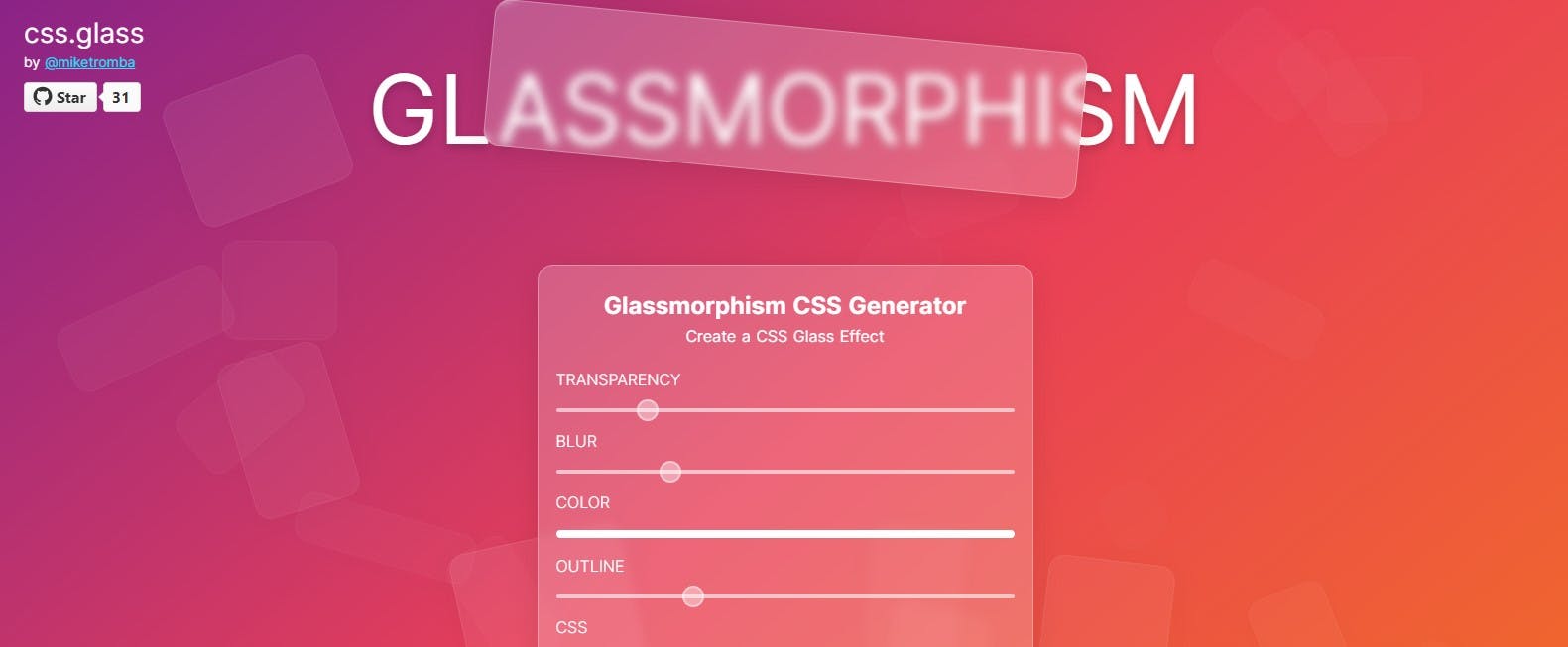 CSS Glassmorphism Effect Generators CSS Glassmorphism Effect Generators