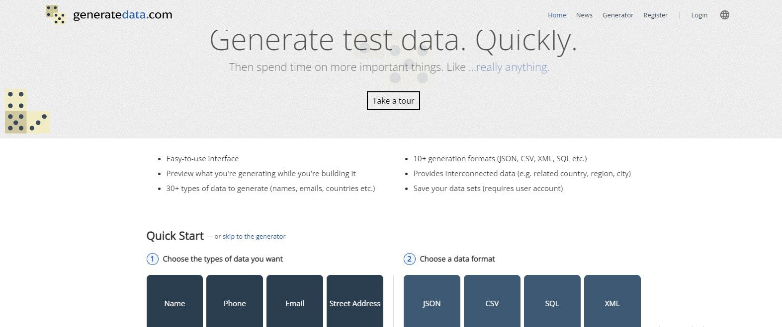In Browser Mock Data Generator Custom Test Mock Data