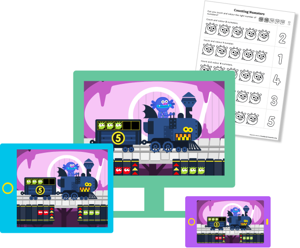 Teach Your Monster Number Skills: Math games