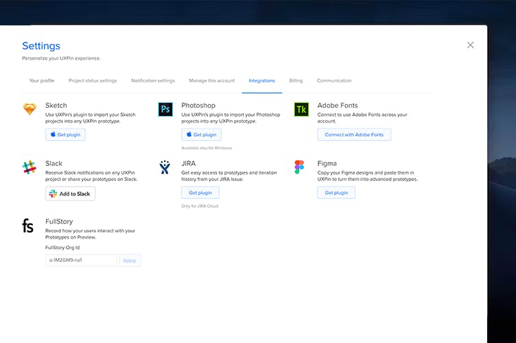 FullStory Integration | Dashboard