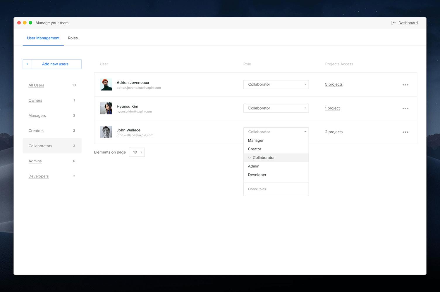 Managing the Team | Dashboard