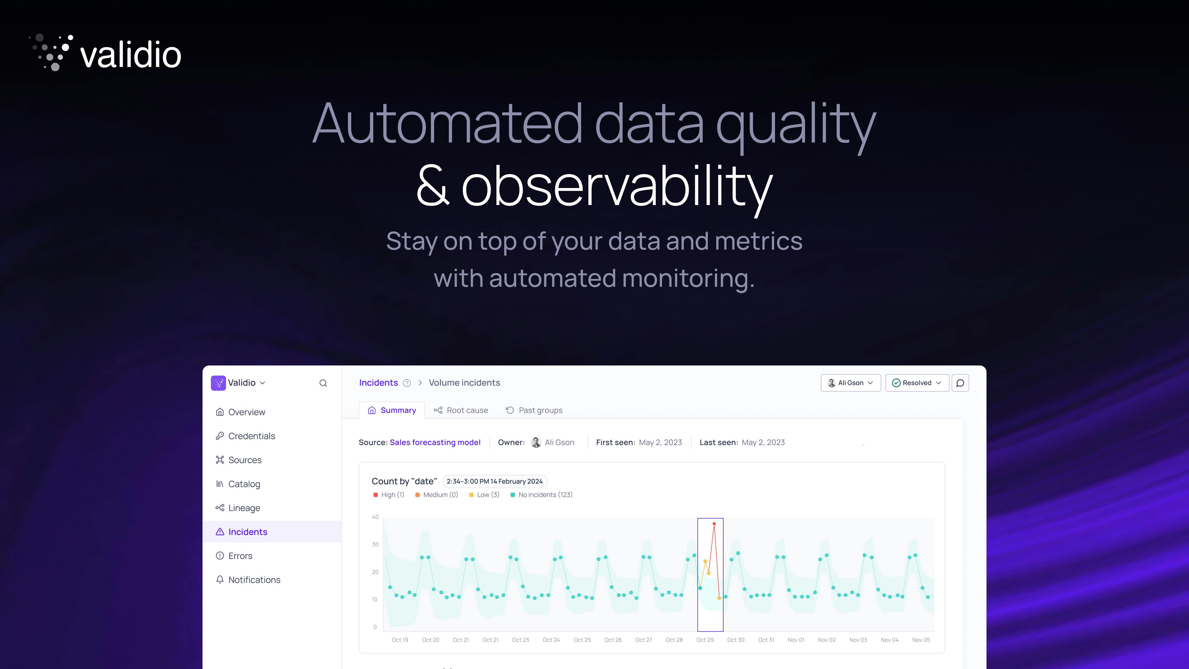 Validio Automated Data Observability