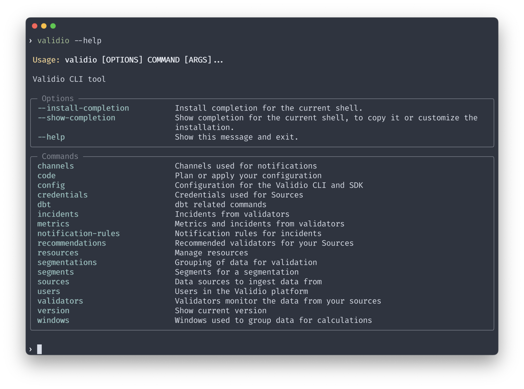 Infrastructure as Code with Validio