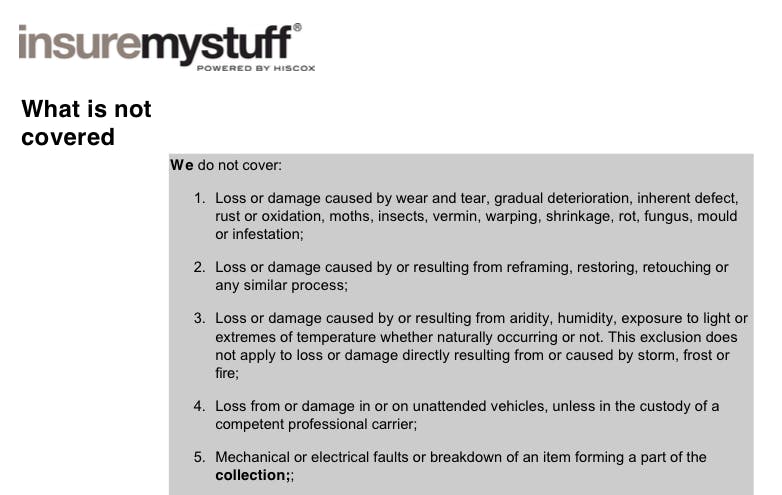 What's not insured with InsureMyStuff | ValueMyStuff Highlights