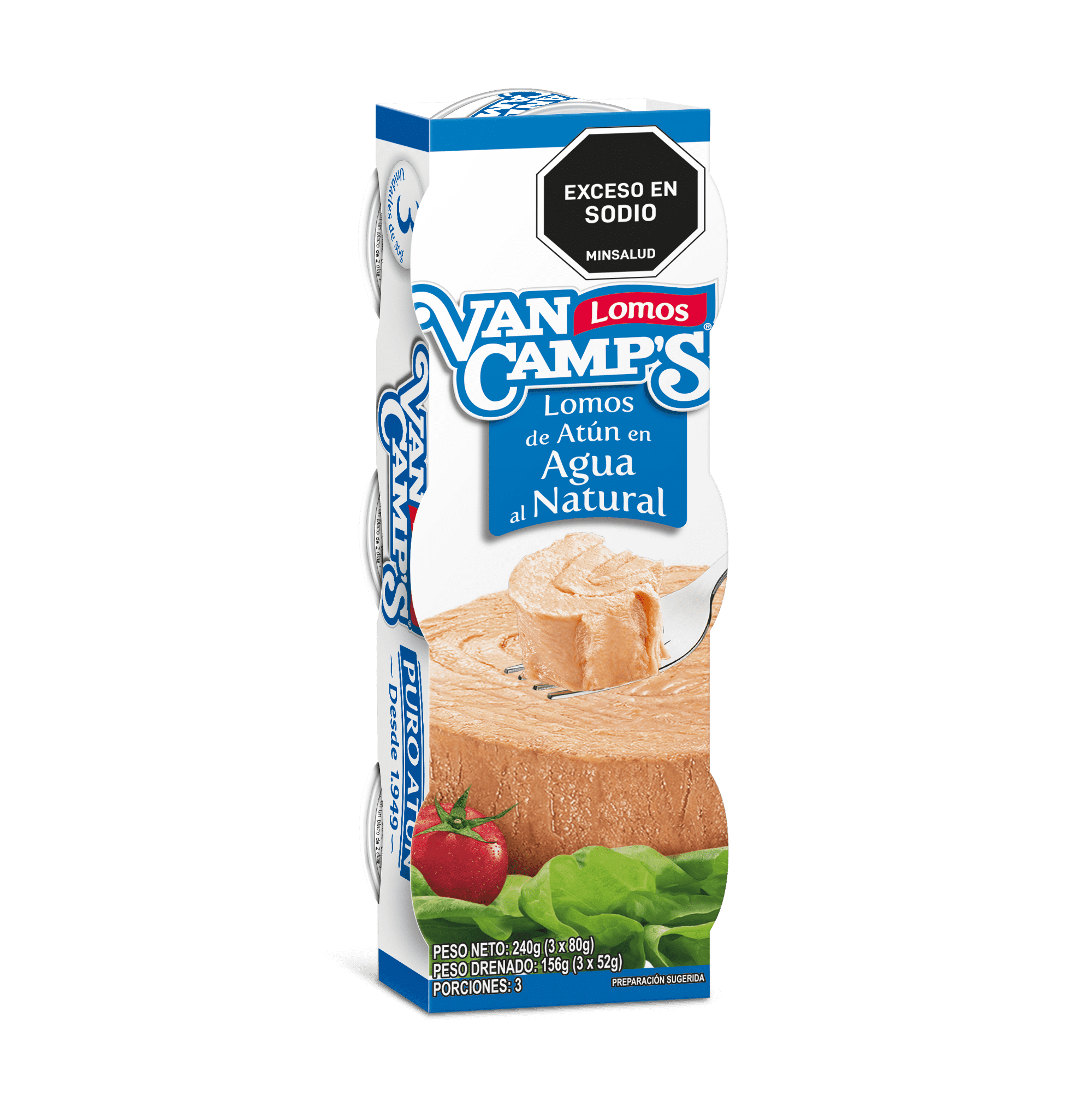 Lomos de Atún en Agua al Natural (3 x 80 g) | Van Camps