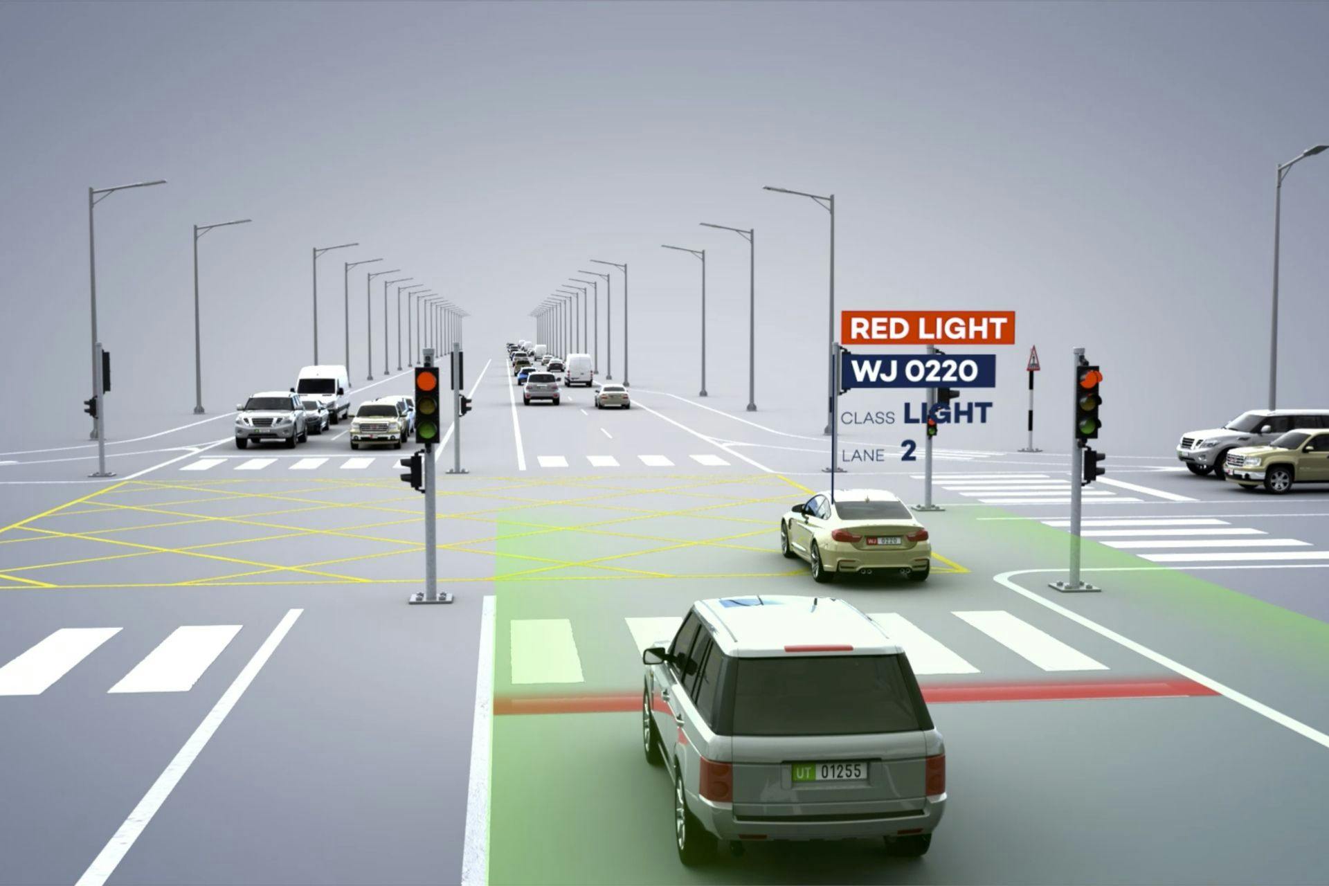 Red Traffic Light At Intersection