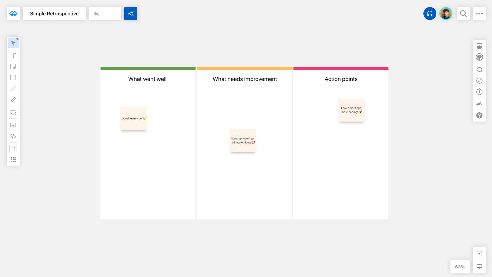 Retrospective Template | Whiteboards.io Retrospective Template | Whiteboards.io