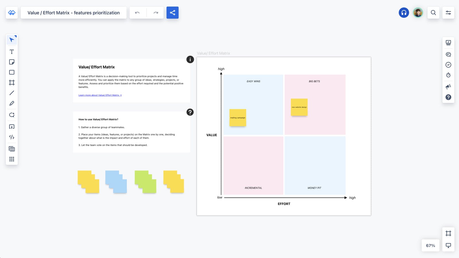 Value Effort Matrix Template | Whiteboards.io Value Effort Matrix Template | Whiteboards.io