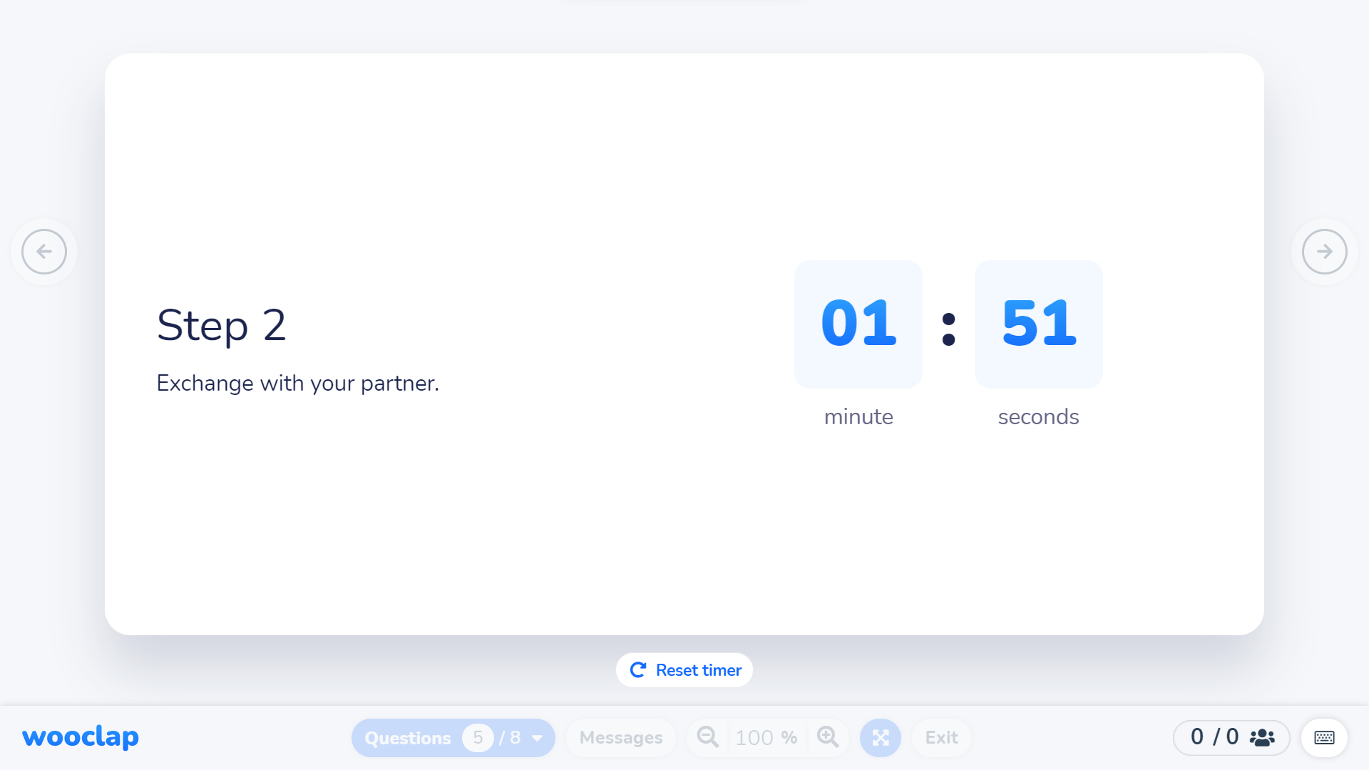 Launch a free online timer in seconds with Wooclap