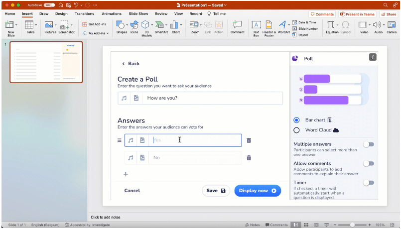 Live polling in PowerPoint