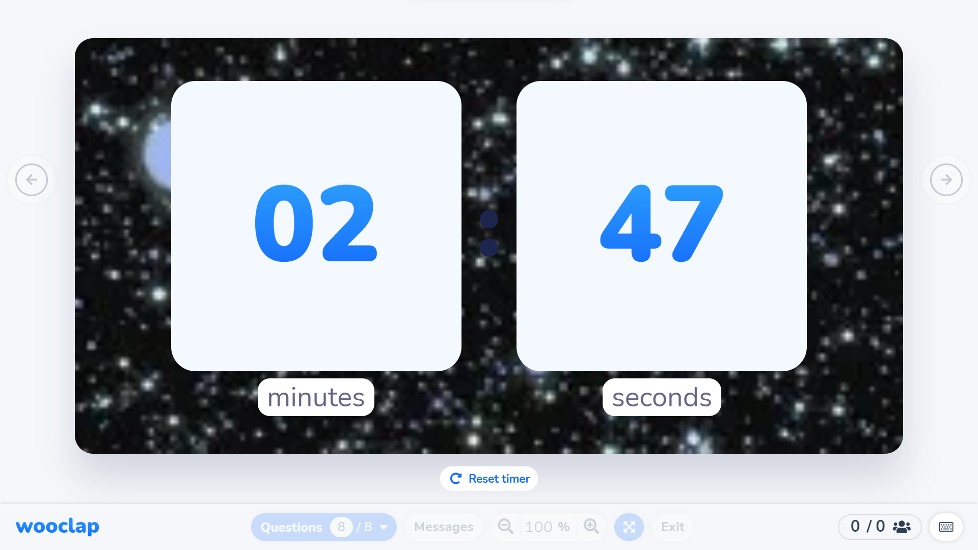 Launch a free online timer in seconds with Wooclap