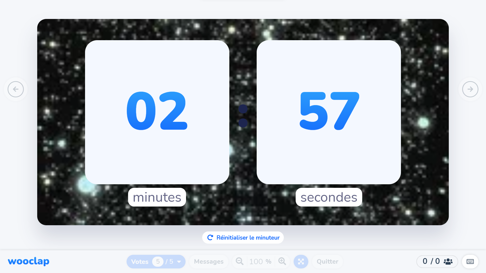 Lancez un minuteur gratuit en ligne avec Wooclap