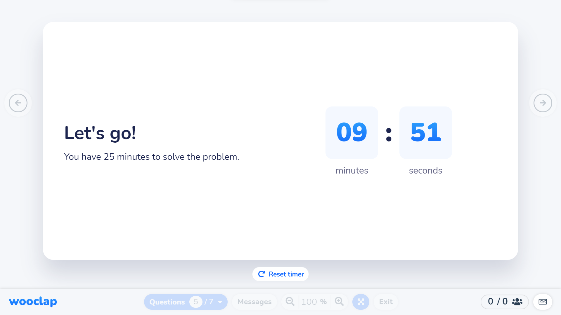 Launch a free online timer in seconds with Wooclap