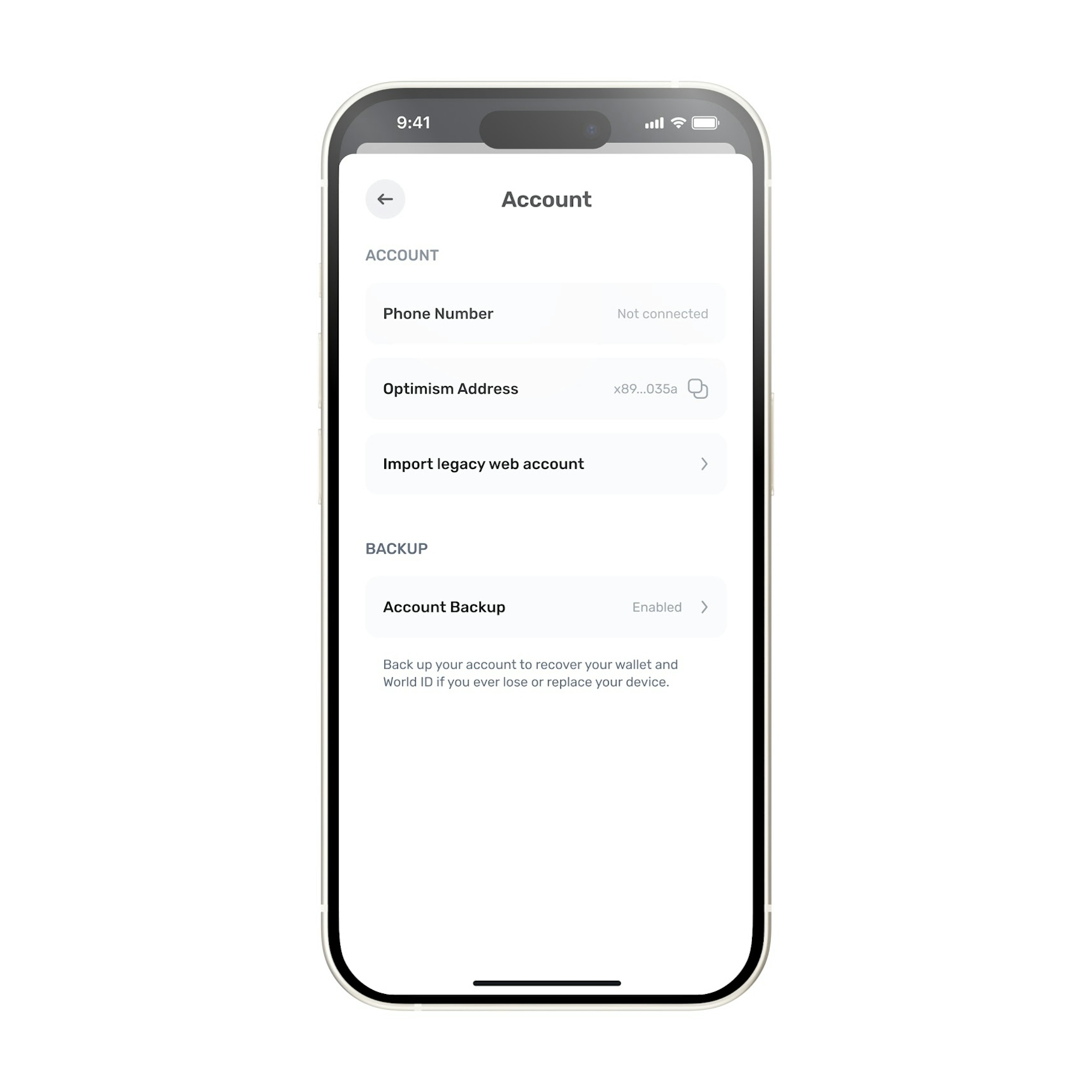 How to access, backup and restore your World App account