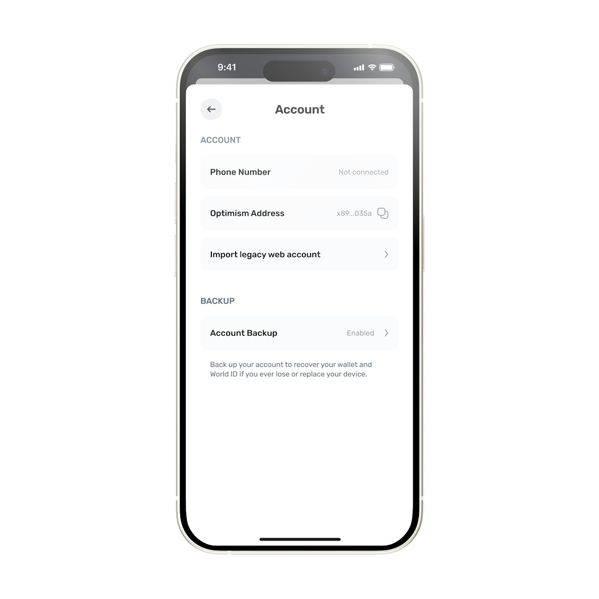 How to access, backup and restore your World App account