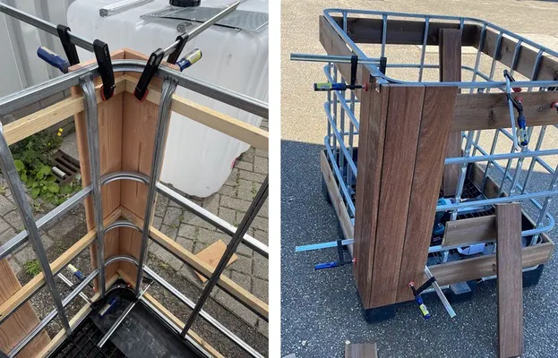 Een 1000 liter ibc vat ombouwen tot een grote regenton