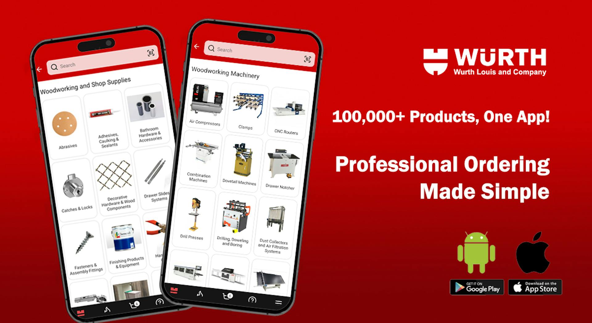Wurth Louis Mobile App - Order Woodworking & Metalworking Supplies Anywhere | Würth Louis & Company