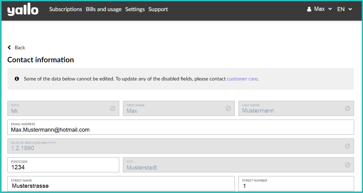 yallo - Contact information